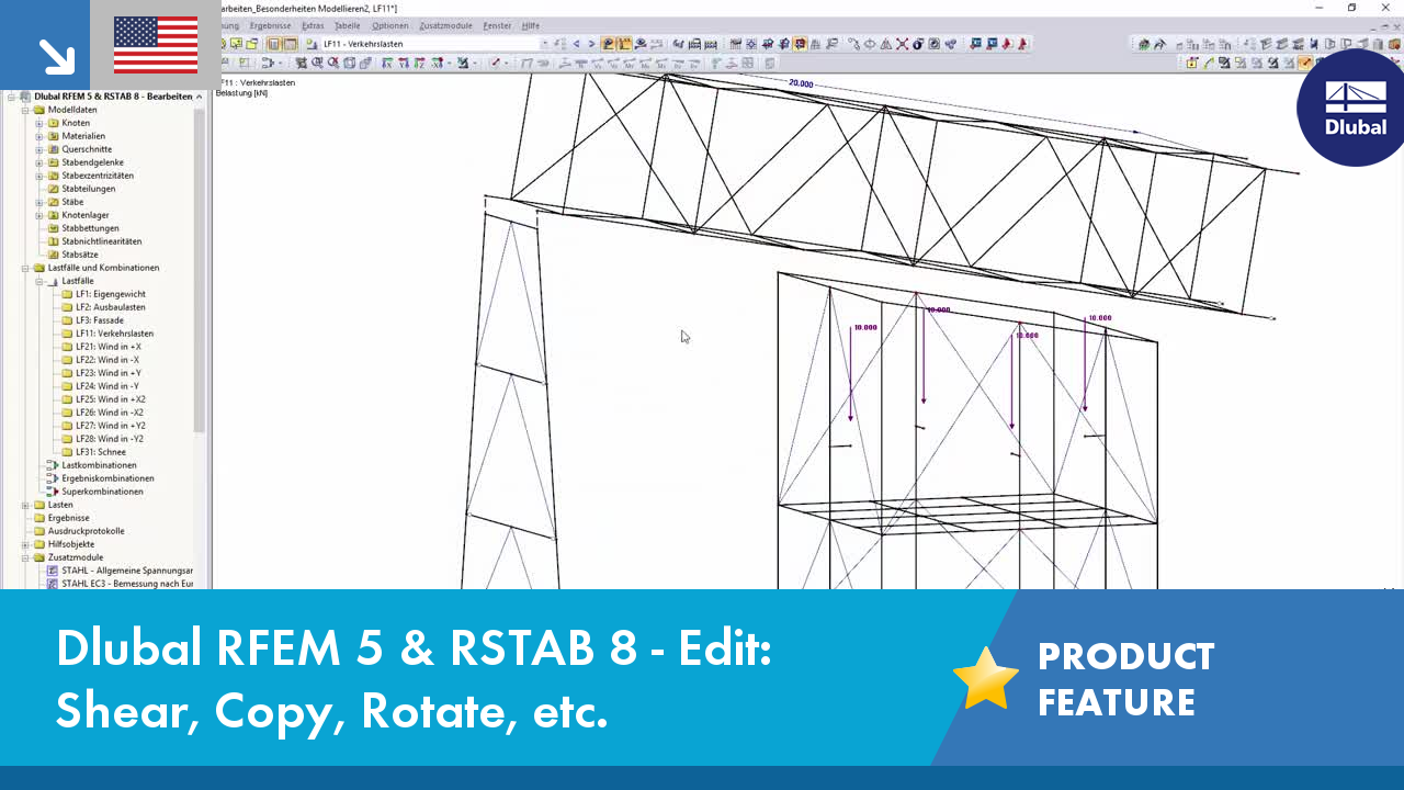 Dlubal RFEM 5 & RSTAB 8 - Edit: Shear, Copy, Rotate, etc.