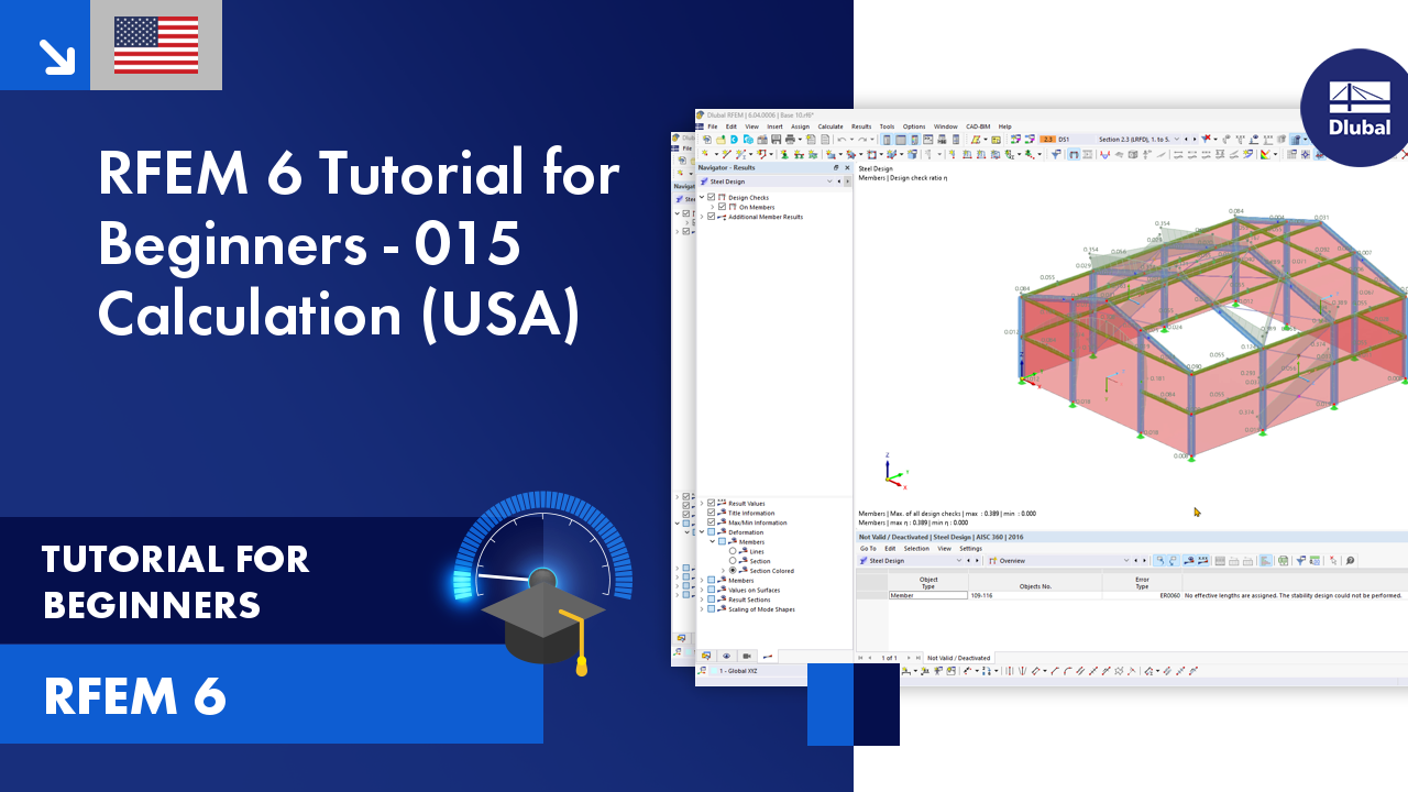 RFEM 6 Tutorial for Beginners | 015 Calculation (USA)