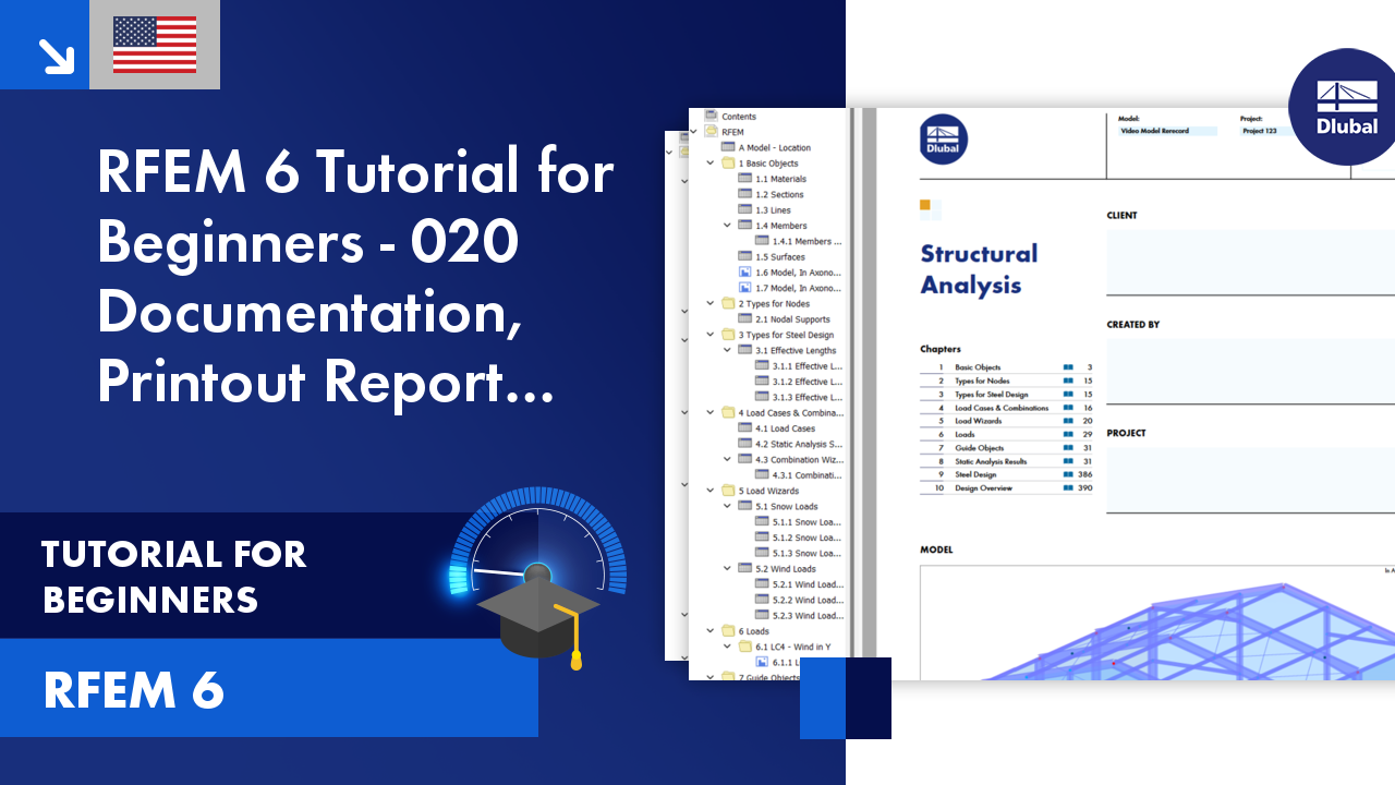 RFEM 6 Tutorial for Beginners | 020 Documentation | Printout Report (USA)