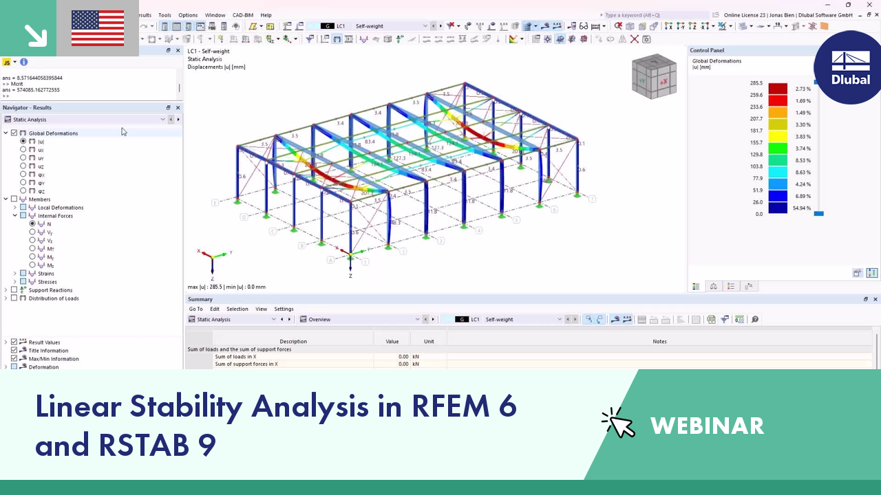 Linear Stability in RFEM 6 and RSTAB 9 | WEBINAR