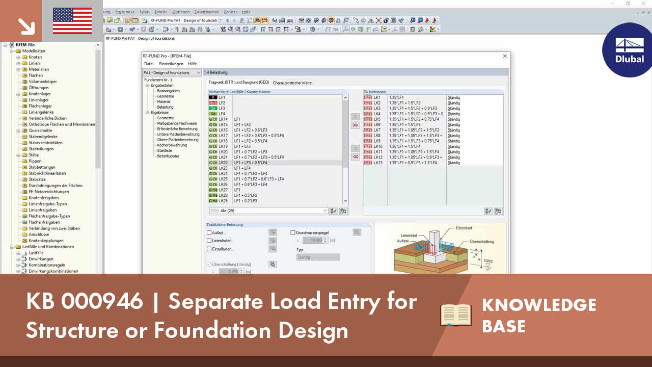 Separate Load Entry for Structure or Foundation Design