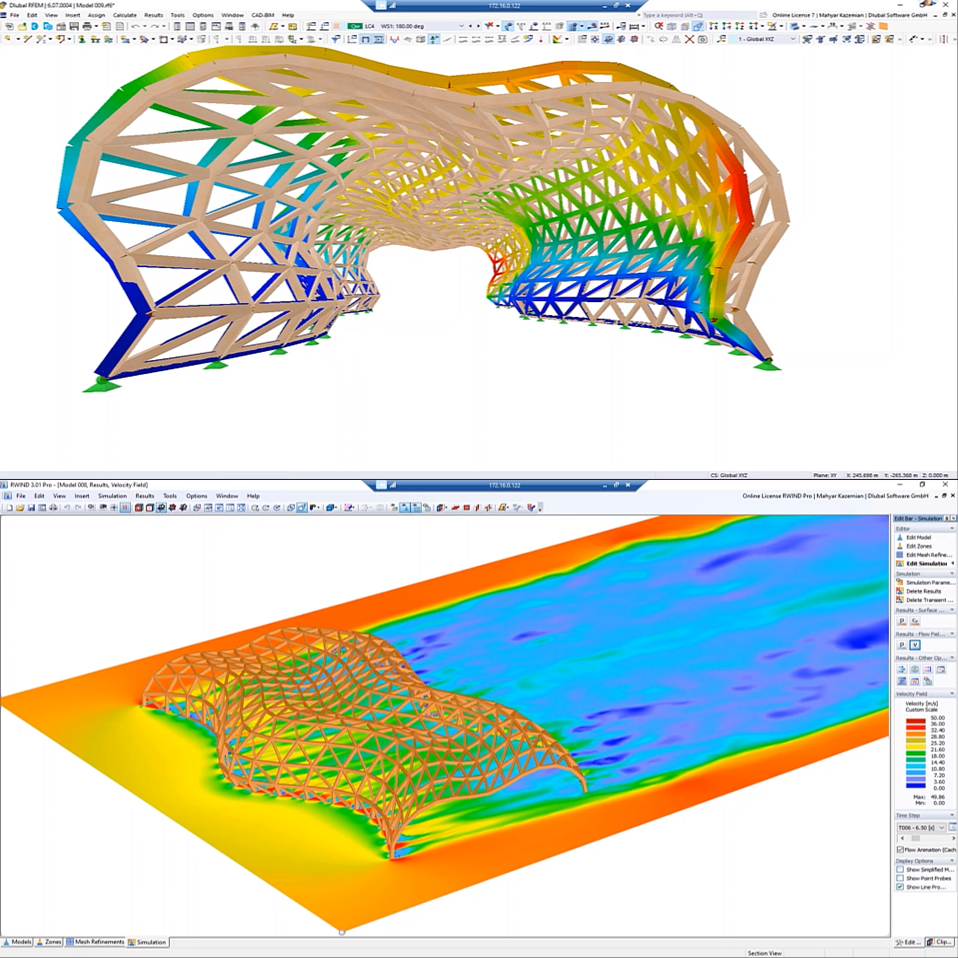 Timber Gridshell Structure with RWIND Simulation