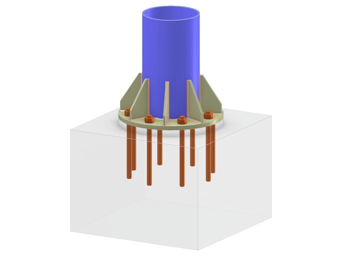 Column Base with Base Plate and Ribs Design | 5739