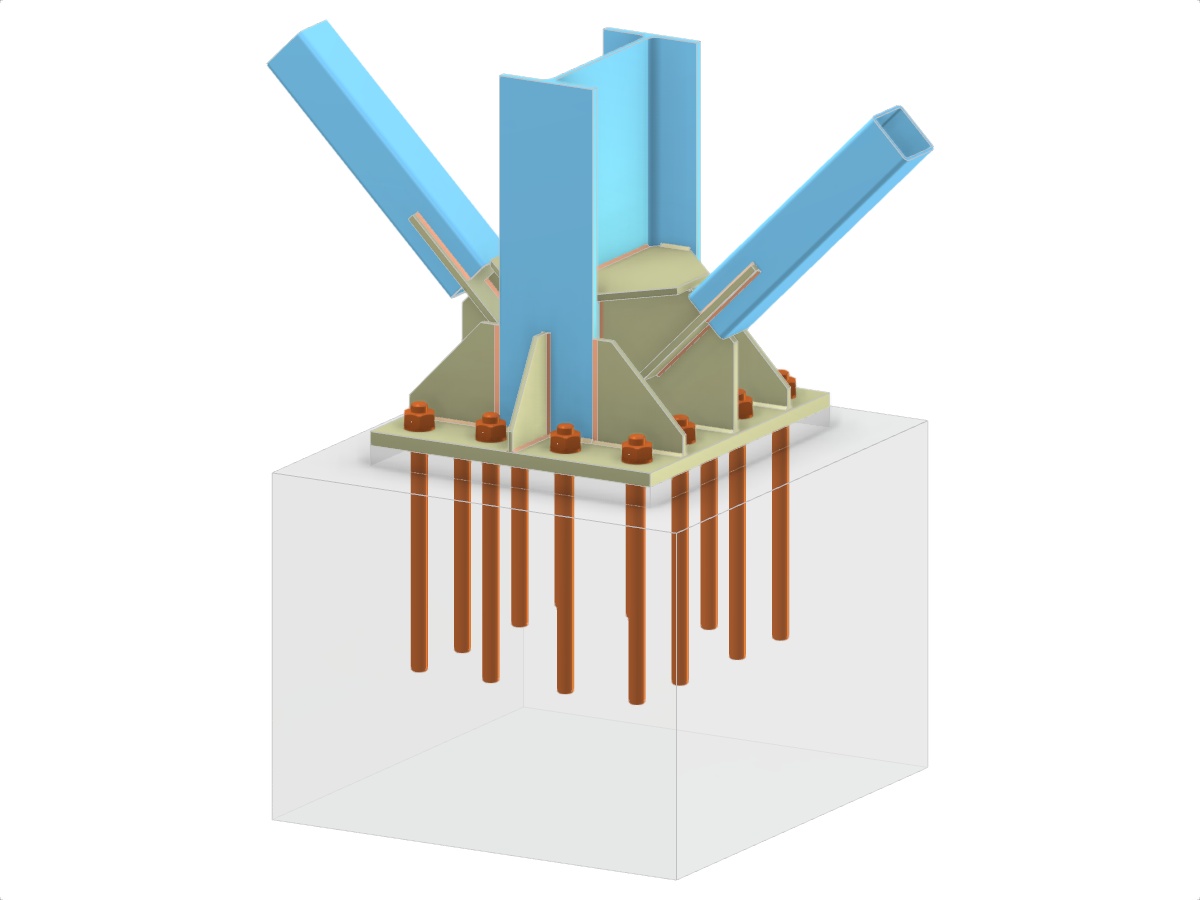 Steel Column Base with Gusset and Diagonal Connections | 5743