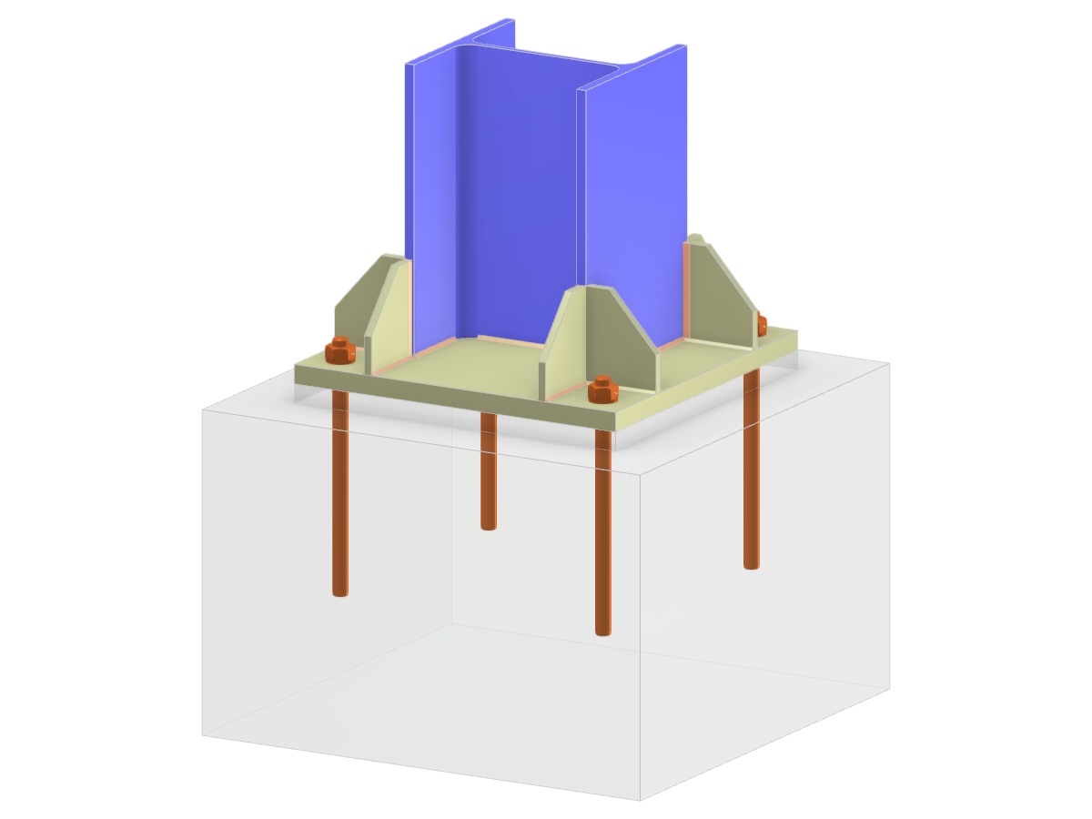 Column Base with Ribbed Base Plate and I-Section Anchoring | 5766