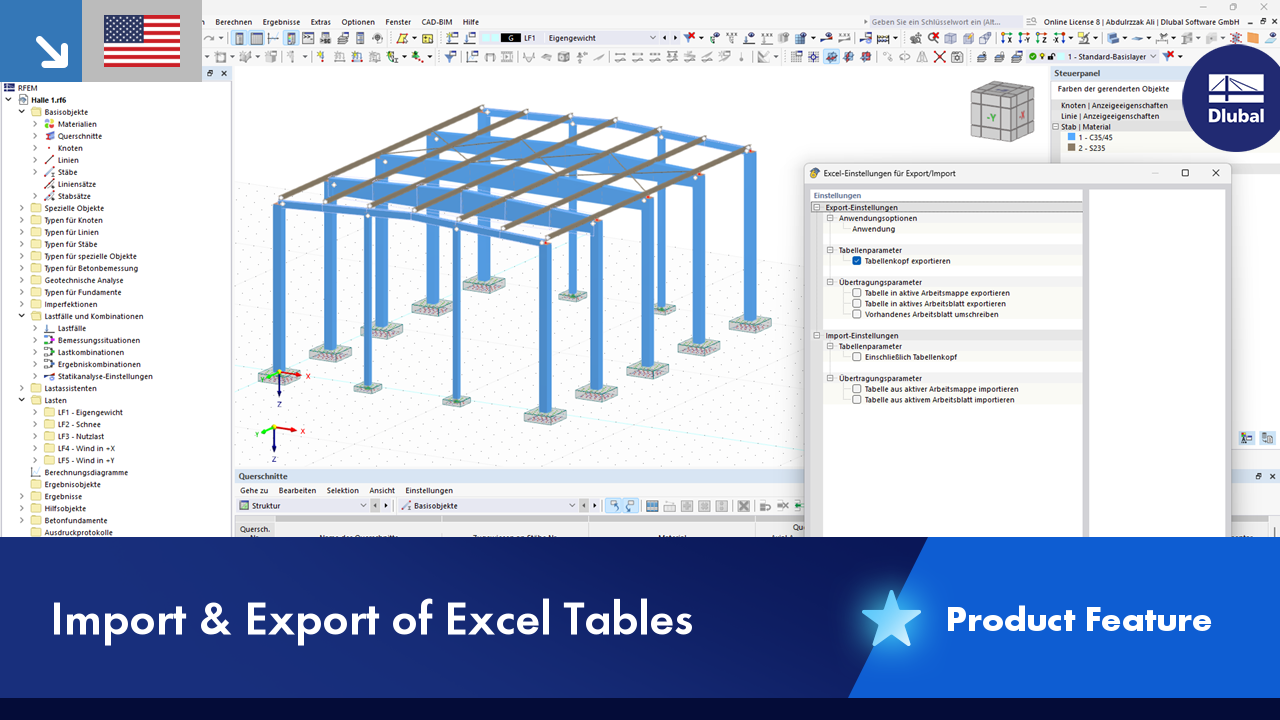 Import & Export of Excel Tables | Product Feature