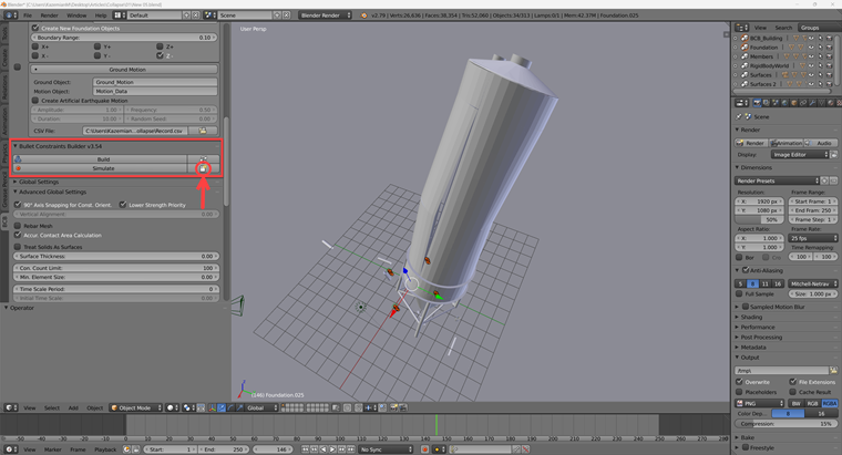 Paso a paso para simular colapso estructural utilizando RFEM y Bullet Constraints Builder (BCB) en