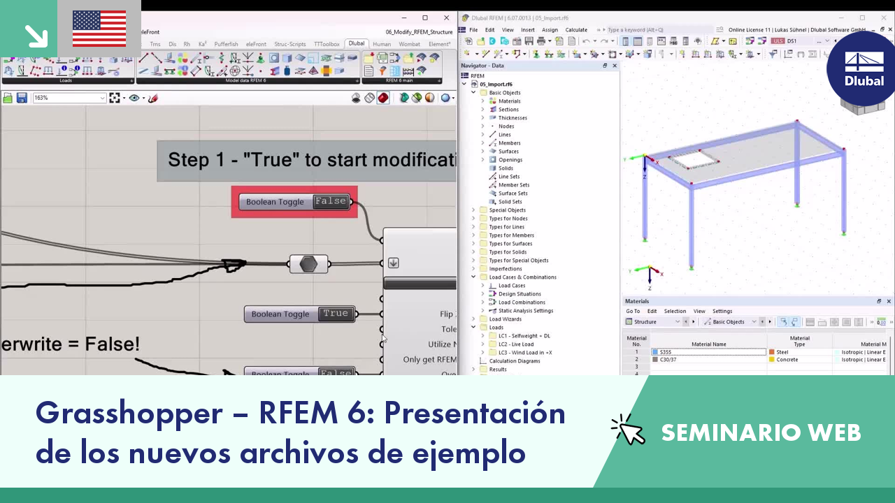 Grasshopper – RFEM 6: Presentación de nuevos archivos de ejemplo SEMINARIO WEB