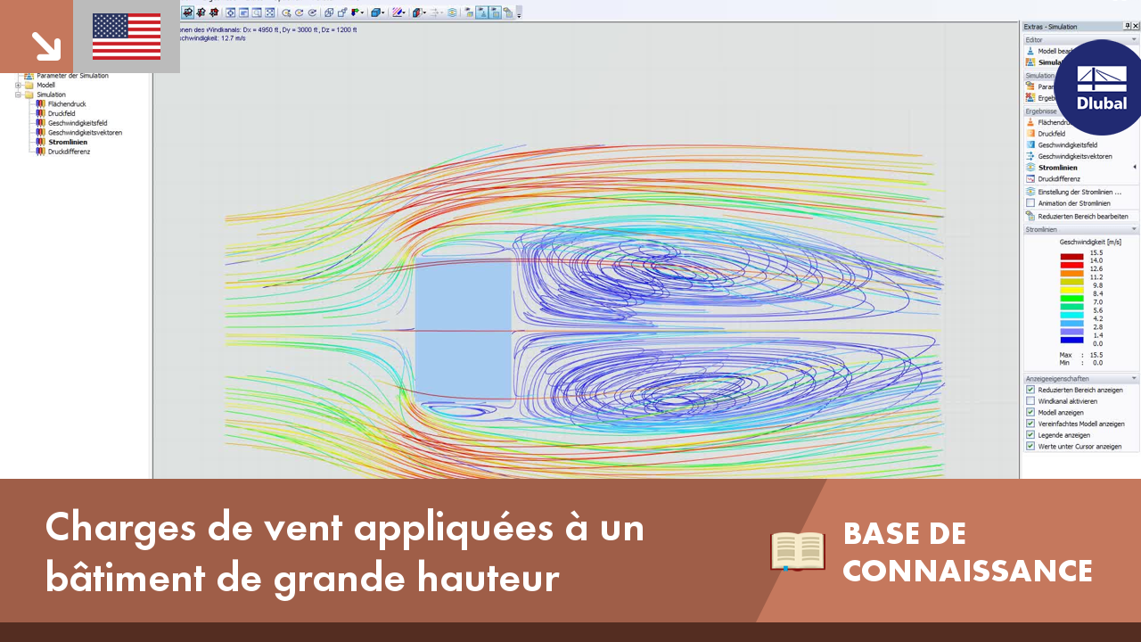 Charges de vent appliquées à un bâtiment de grande hauteur