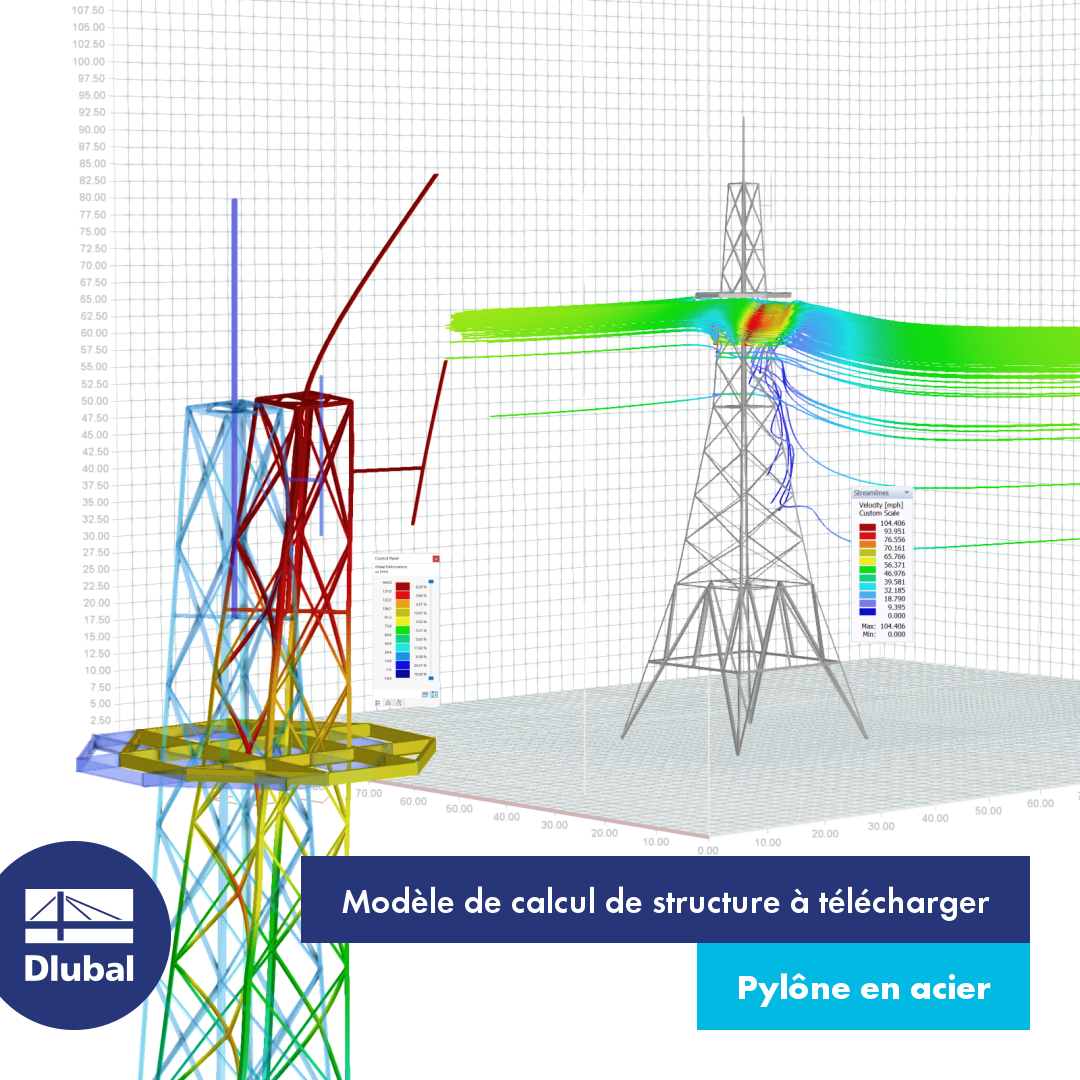 Pylône en acier | Modèle de calcul de structure pour RSTAB