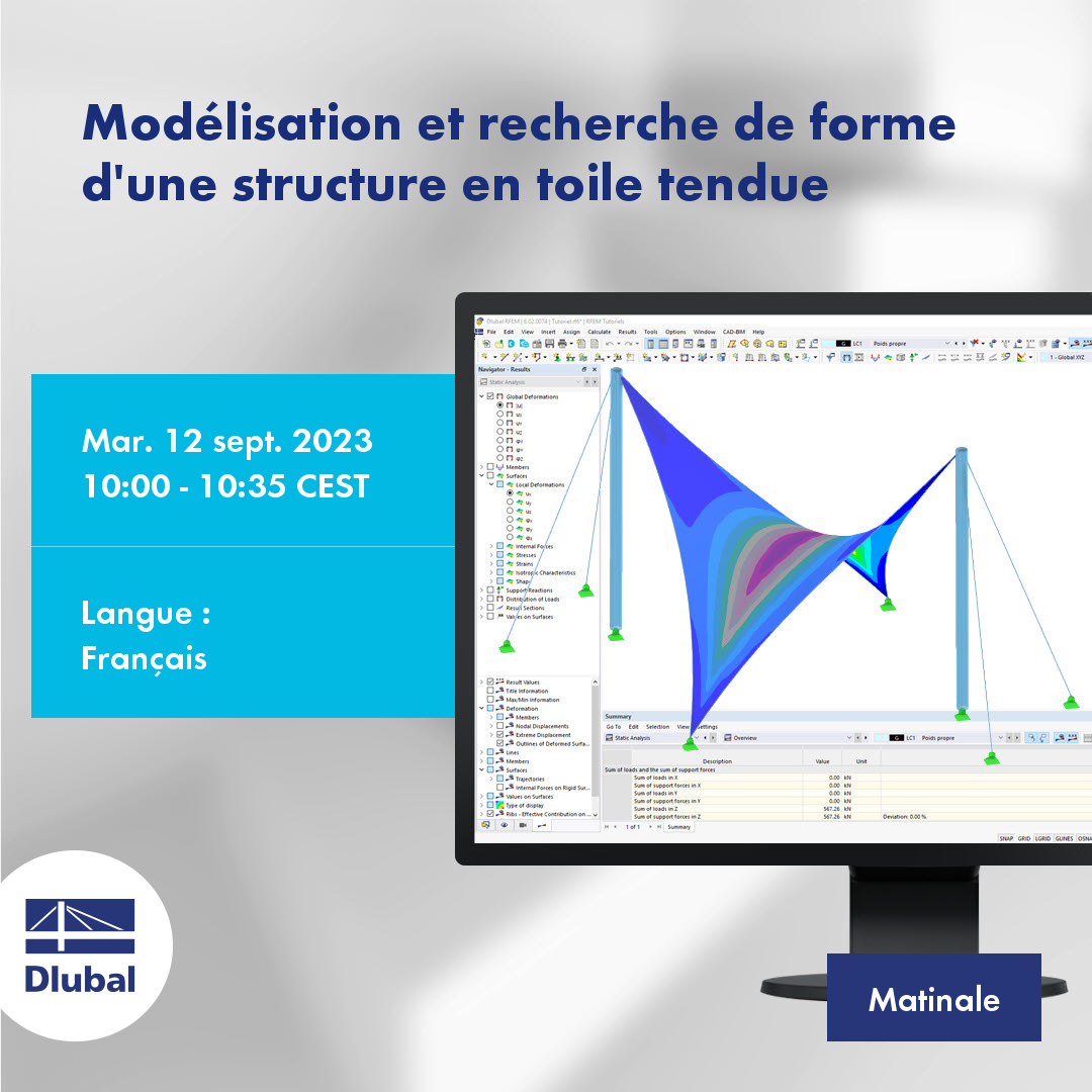 Matinale de Dlubal Software | Modélisation et recherche de forme d'une structure en toile tendue ...