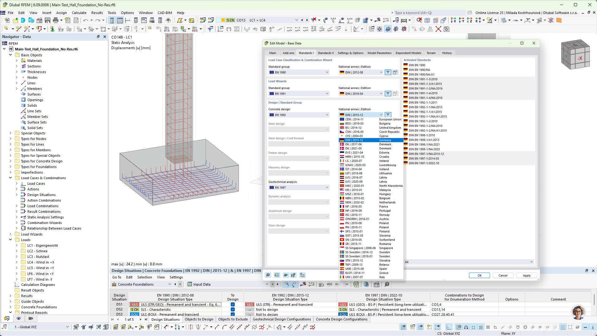 Module complémentaire Fondations en béton pour RFEM 6