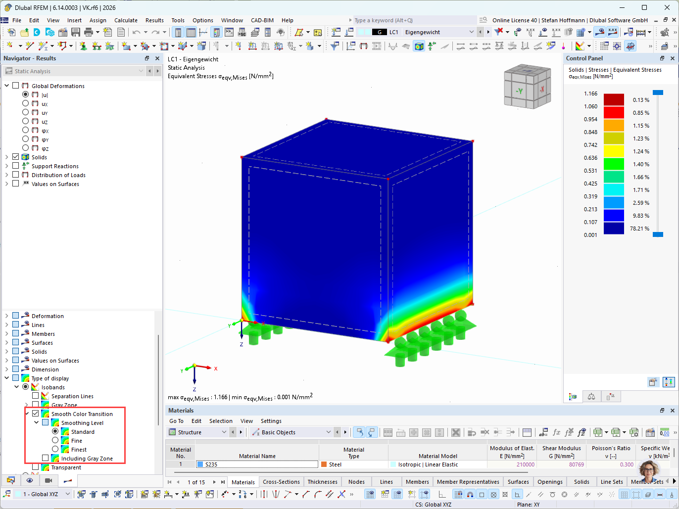 RFEM 6 - Transitions de couleurs douces des isobandes