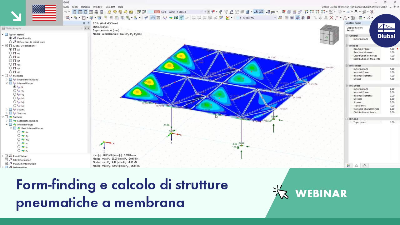 Form-finding e calcolo di strutture con membrane pneumatiche in RFEM 6